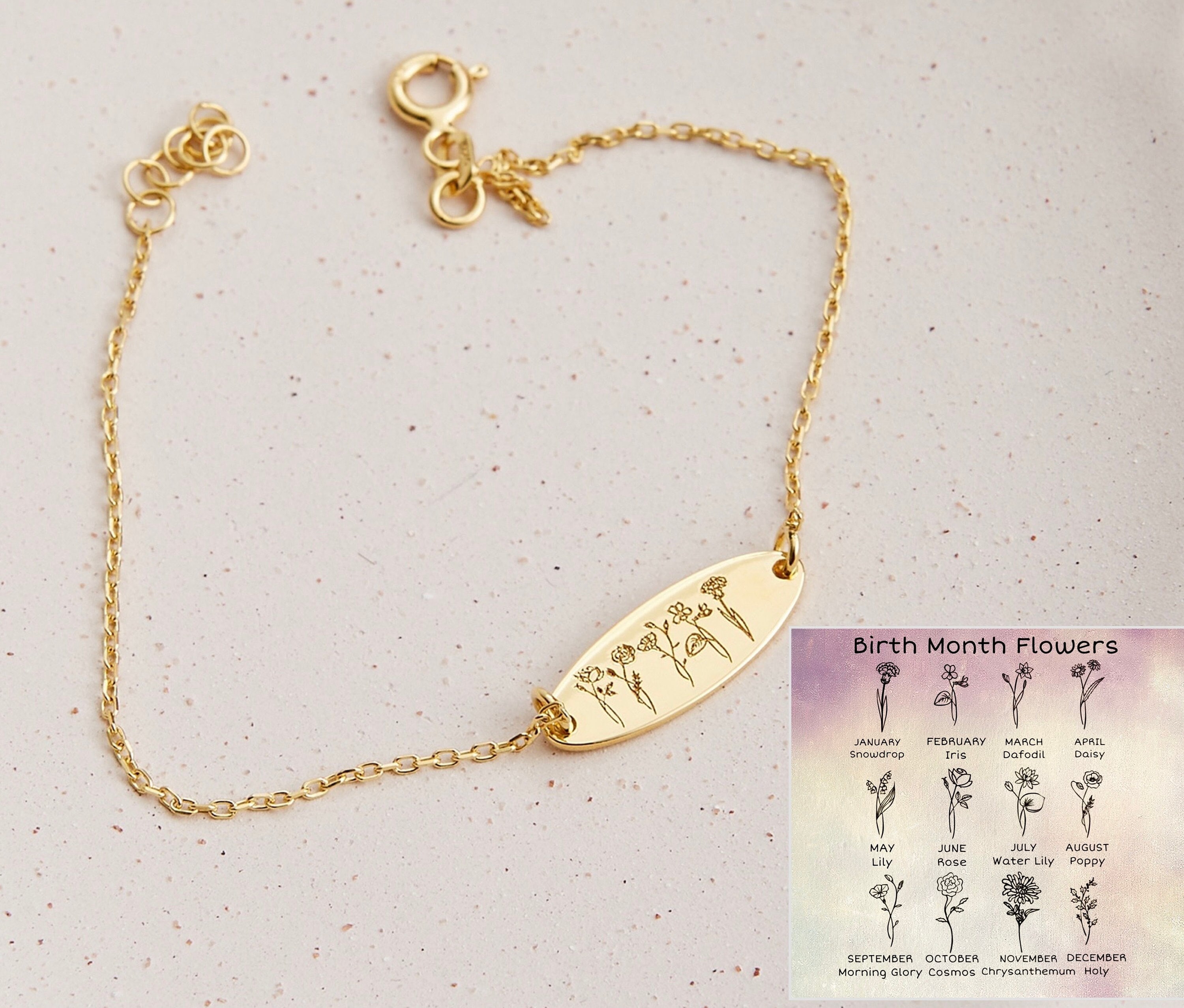 Birth Month Flower Bracelet / Bracelets for Women Handmade - Etsy