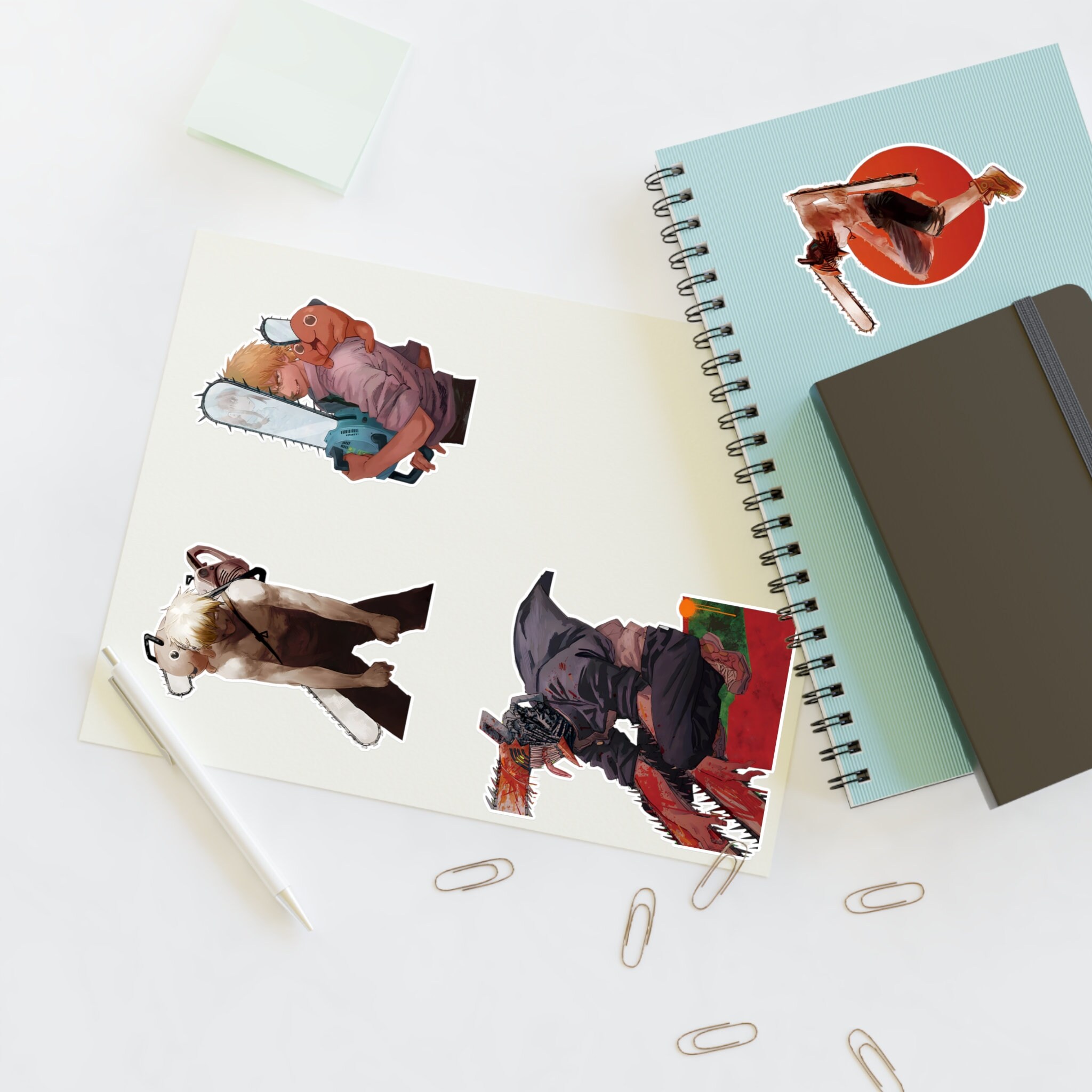 Chainsaw Man Sticker Sheet: Denji Anime Character Decals Water Bottle ...