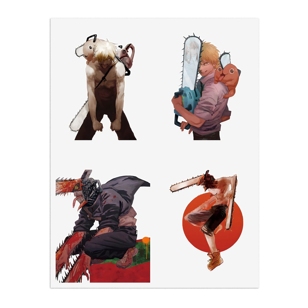 Chainsaw Man Sticker Sheet: Denji Anime Character Decals Water Bottle ...