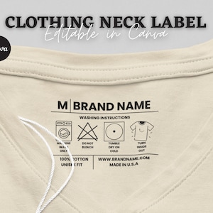 Clothing Neck Label Template, Custom DIY, Canva, Editable Template ...