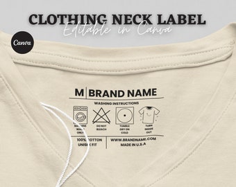 Clothing Neck Label Template, Custom DIY, Canva, Editable Template ...