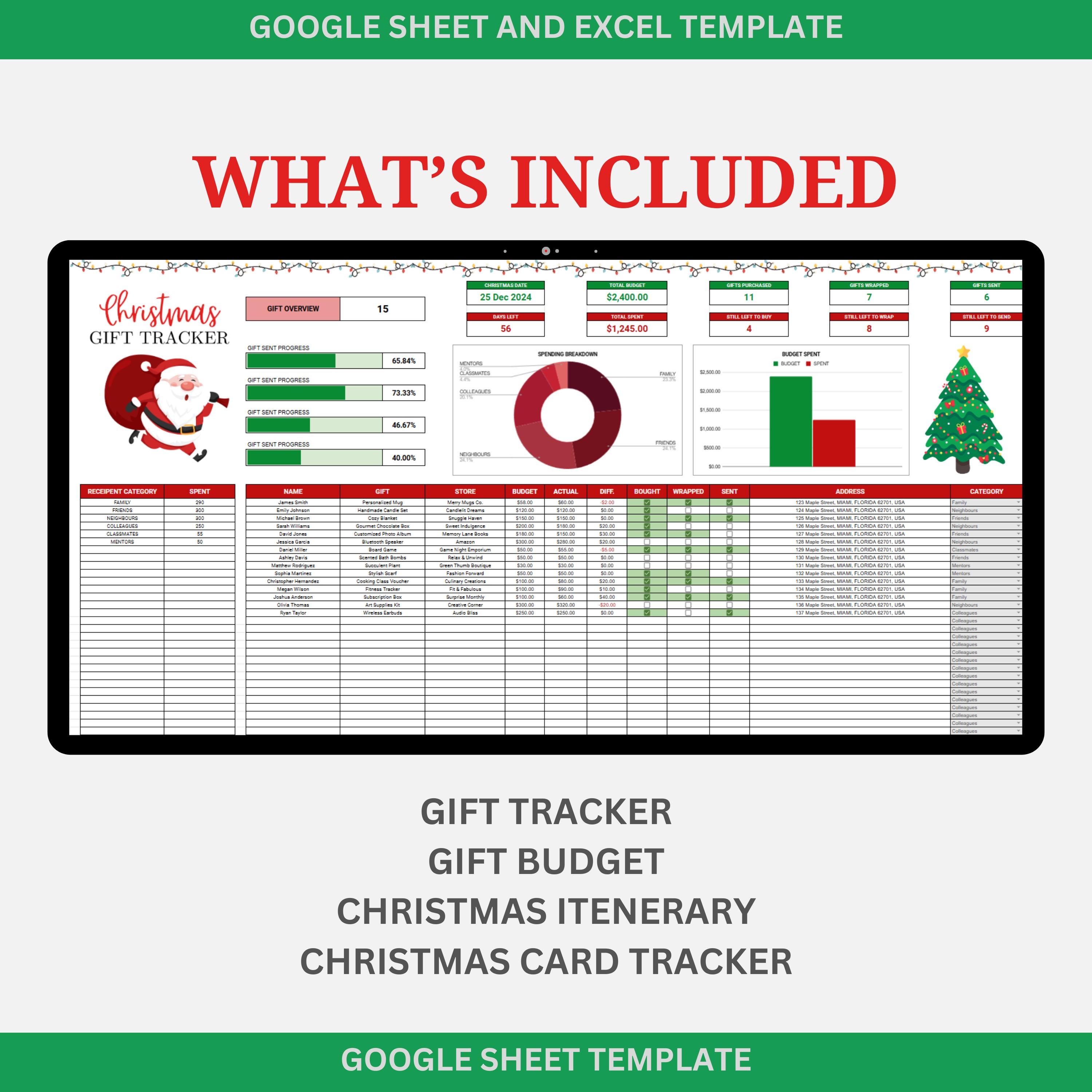 Christmas Gift Tracker, Christmas Planner, Christmas Budget Planner ...