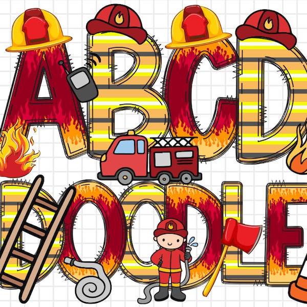 Firefighter Alphabet Letter Art - Etsy