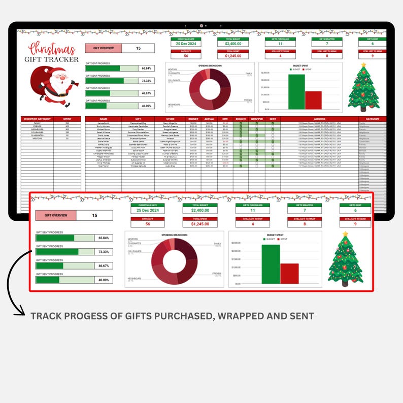 Christmas Gift Tracker, Christmas Planner, Christmas Budget Planner ...