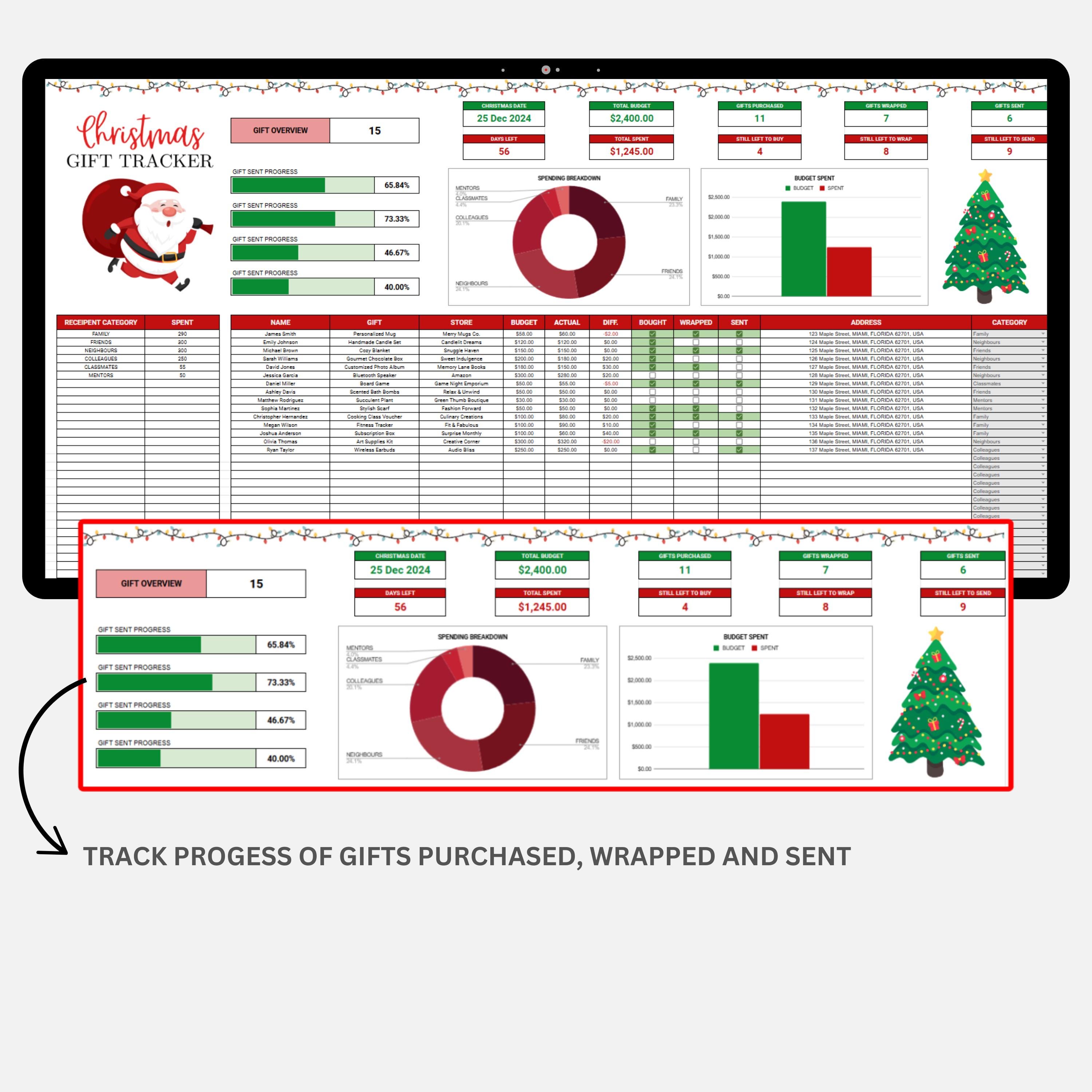 Christmas Gift Tracker, Christmas Planner, Christmas Budget Planner ...