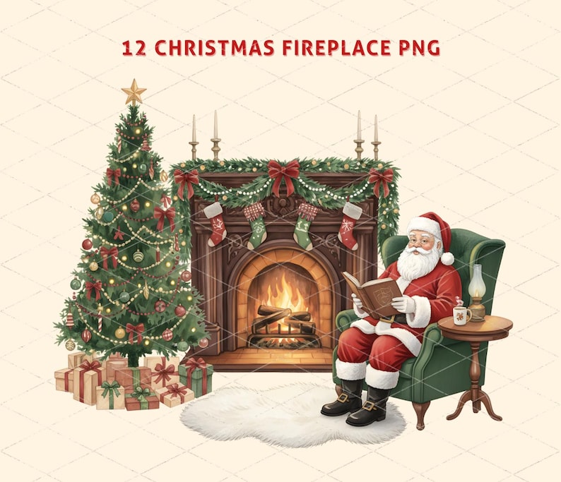 Xmas Fireplace PNG | Fireplace Stockings | Kids Christmas PNG | Xmas ...