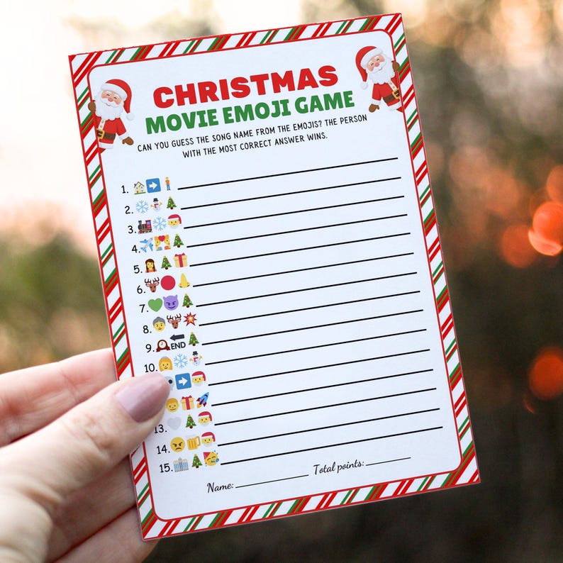 Christmas Movie Emoji Game, Printable Holiday Movie Guess, Pictionary ...