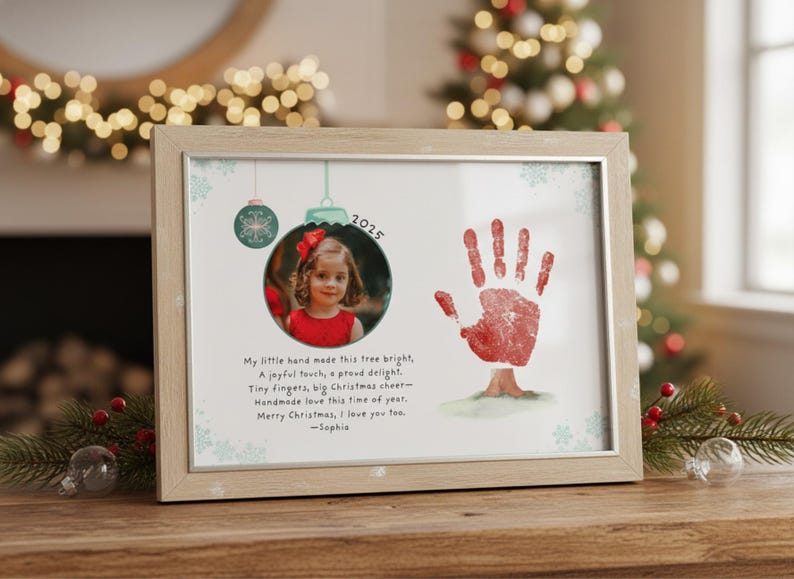 Christmas Handprint Craft Poem Template, Kids Handprint Art With Photo ...
