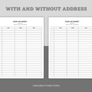 Editable Sign-up Sheet. Pdf/google Docs/microsoft Word. Sign up ...