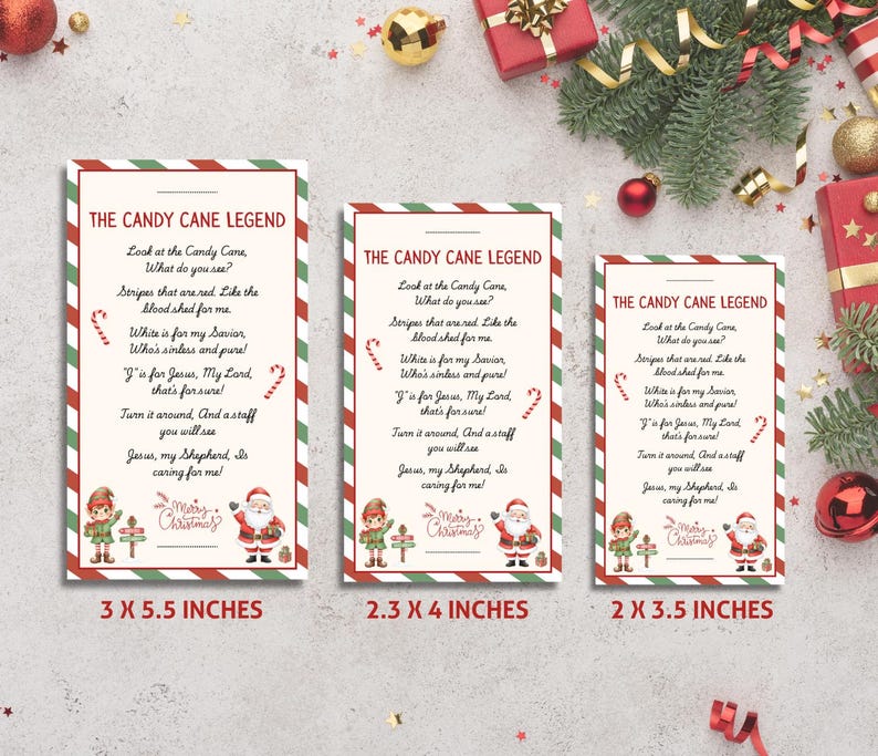 Legend of the Candy Cane Poem Card, Printable Candy Cane Tag With Jesus ...