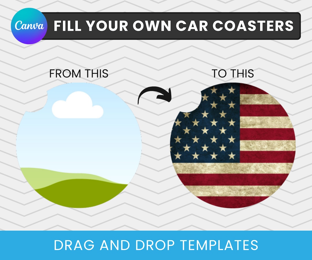 Car Coasters Add Your Own Photo & Background on CANVA With Easy Drag ...