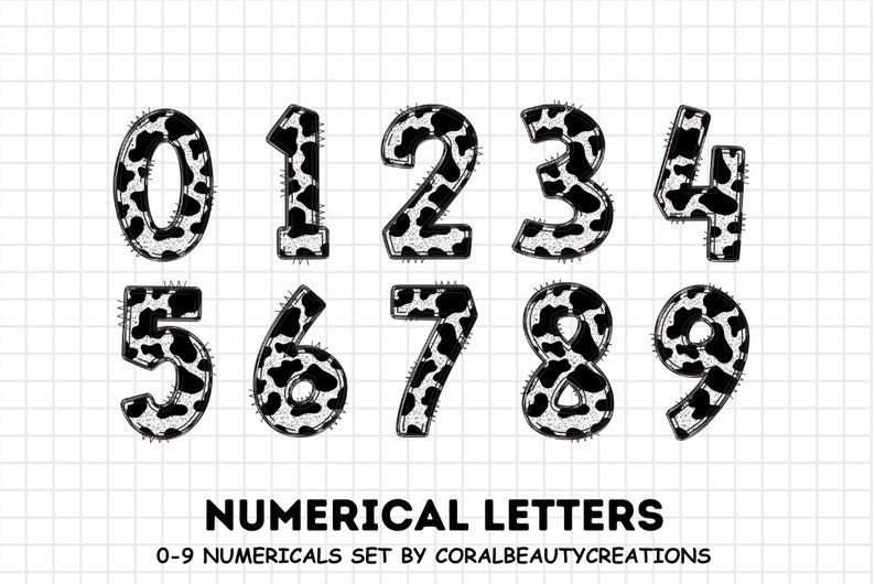 Cow Hide Doodle Letters, Cow Print PNG Doodle Letters, Hand Drawn ...