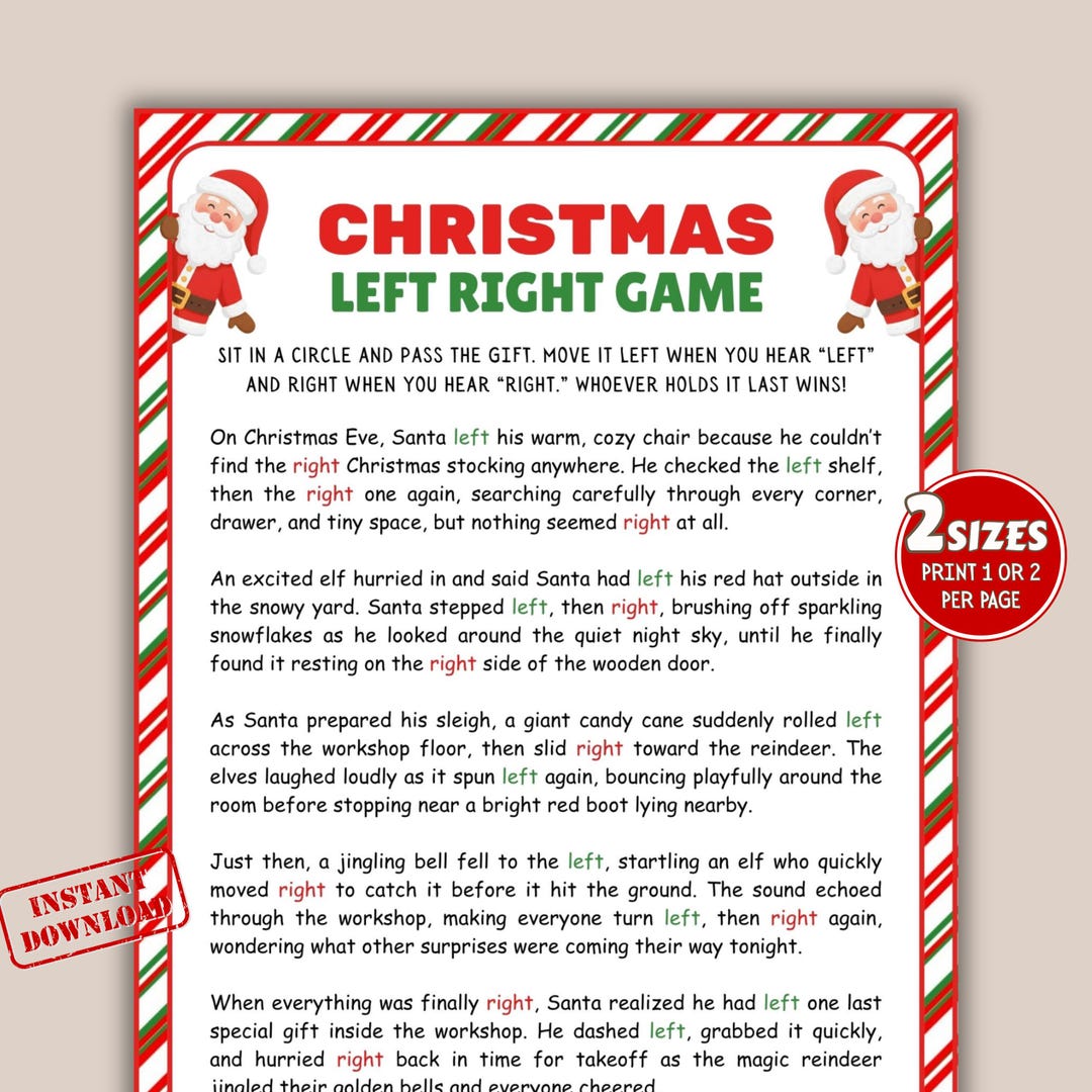 Christmas Left Right Game, Christmas Pass the Present Game, Christmas ...