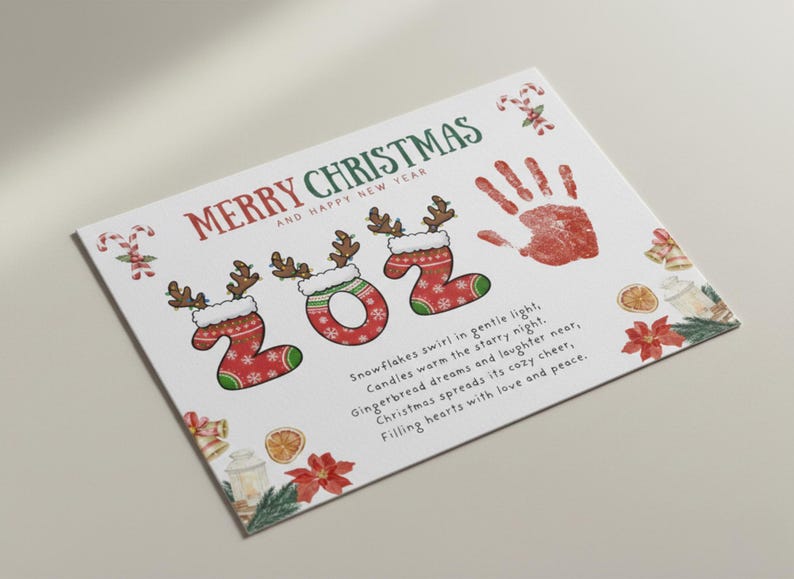 2025 Christmas Handprint Craft, Printable Poem Keepsake, Toddler and ...
