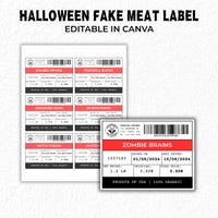 Halloween Meat Label Template | Editable Halloween Treat Sticker | Fake ...