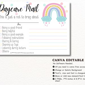 Boho Rainbow Daycare Mail - Day-care - Note From Daycare Teacher ...