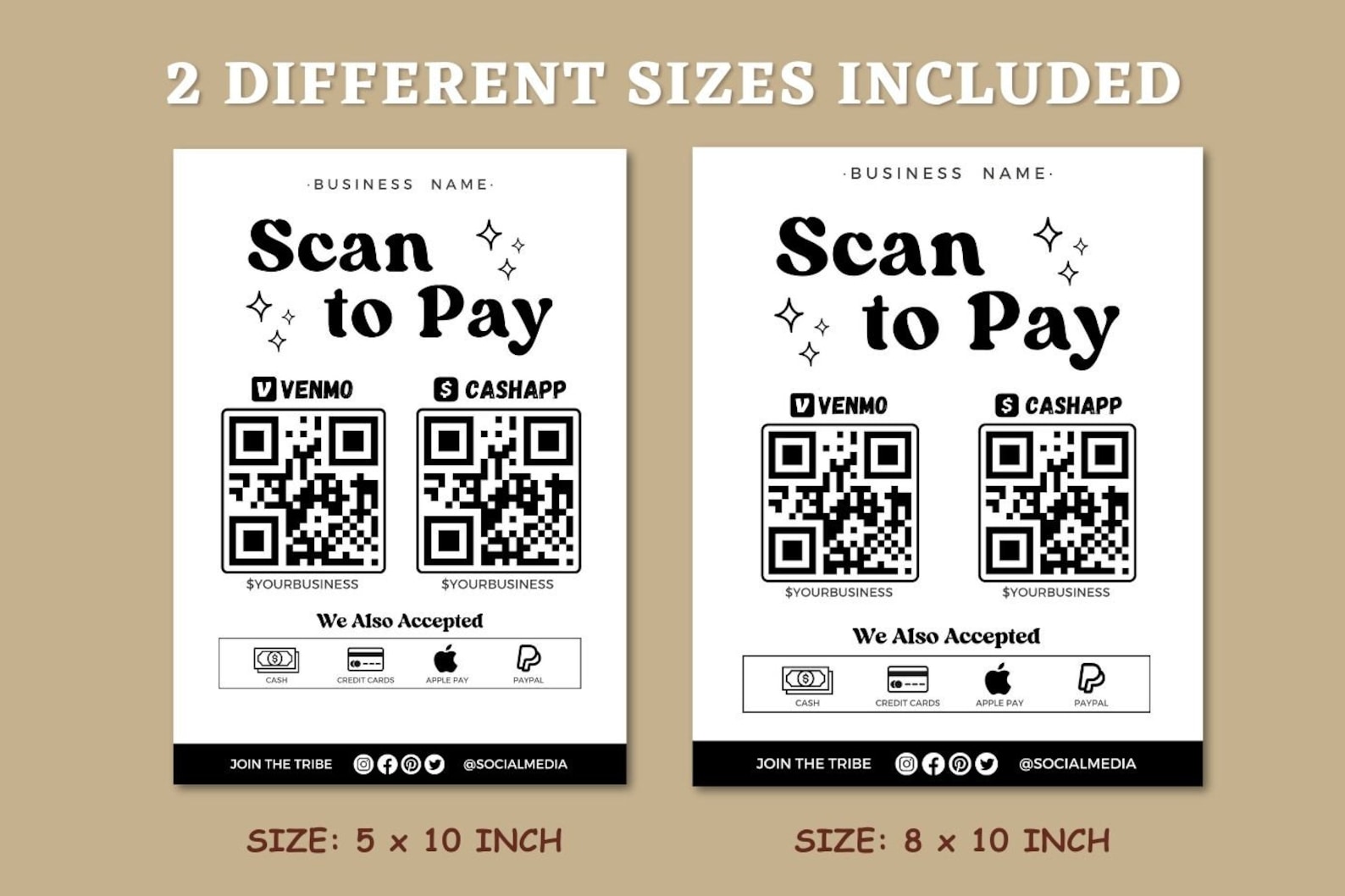 Editable Scan to Pay Sign QR Code Sign Template Canva, Printable ...
