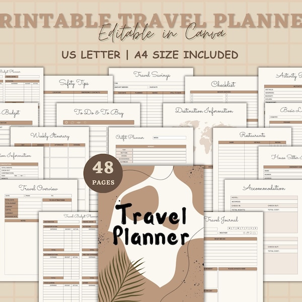 Printable Travel Itinerary, Vacation Planning Template, Summer Daily ...