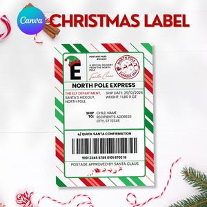 Custom Elf Shipping Label, Shipping Label Template, Printable Christmas ...