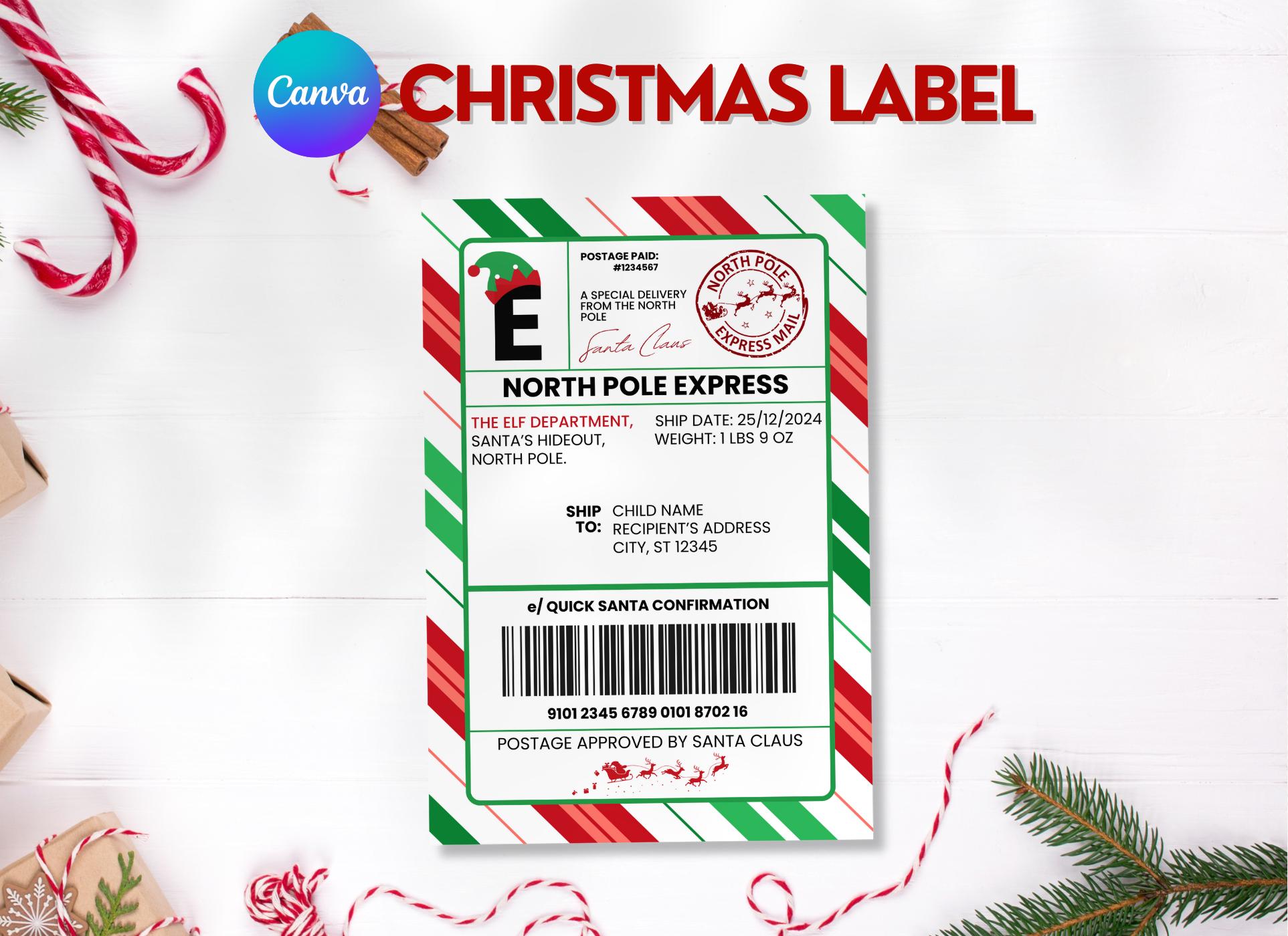 Custom Elf Shipping Label, Shipping Label Template, Printable Christmas ...