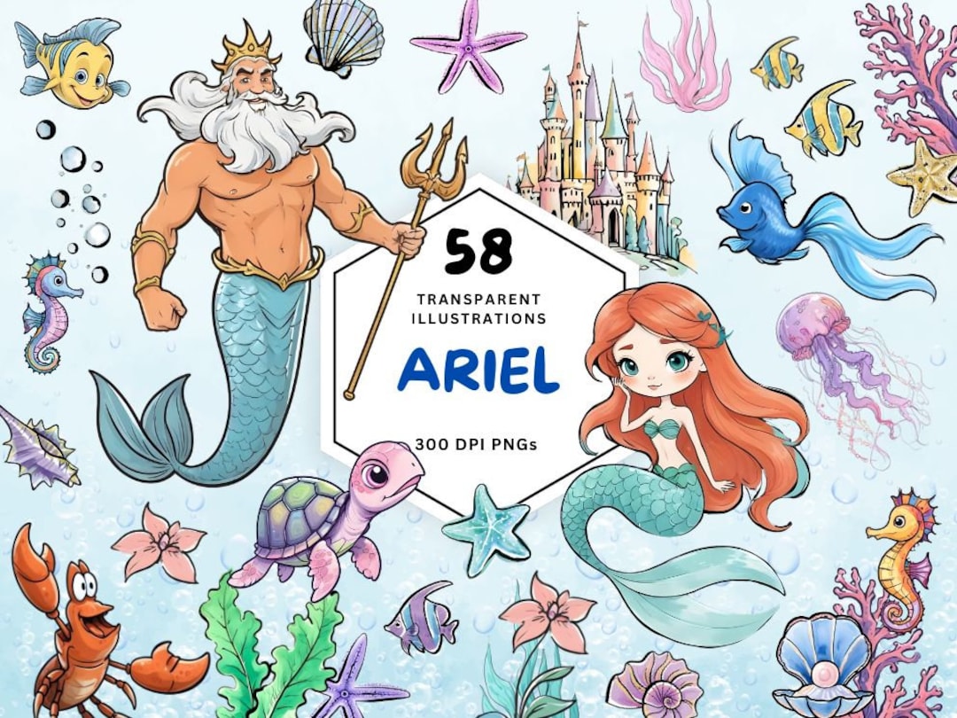 Ariel Clipart | Little Mermaid PNG | Mermaids Clipart | Princess Ariel ...