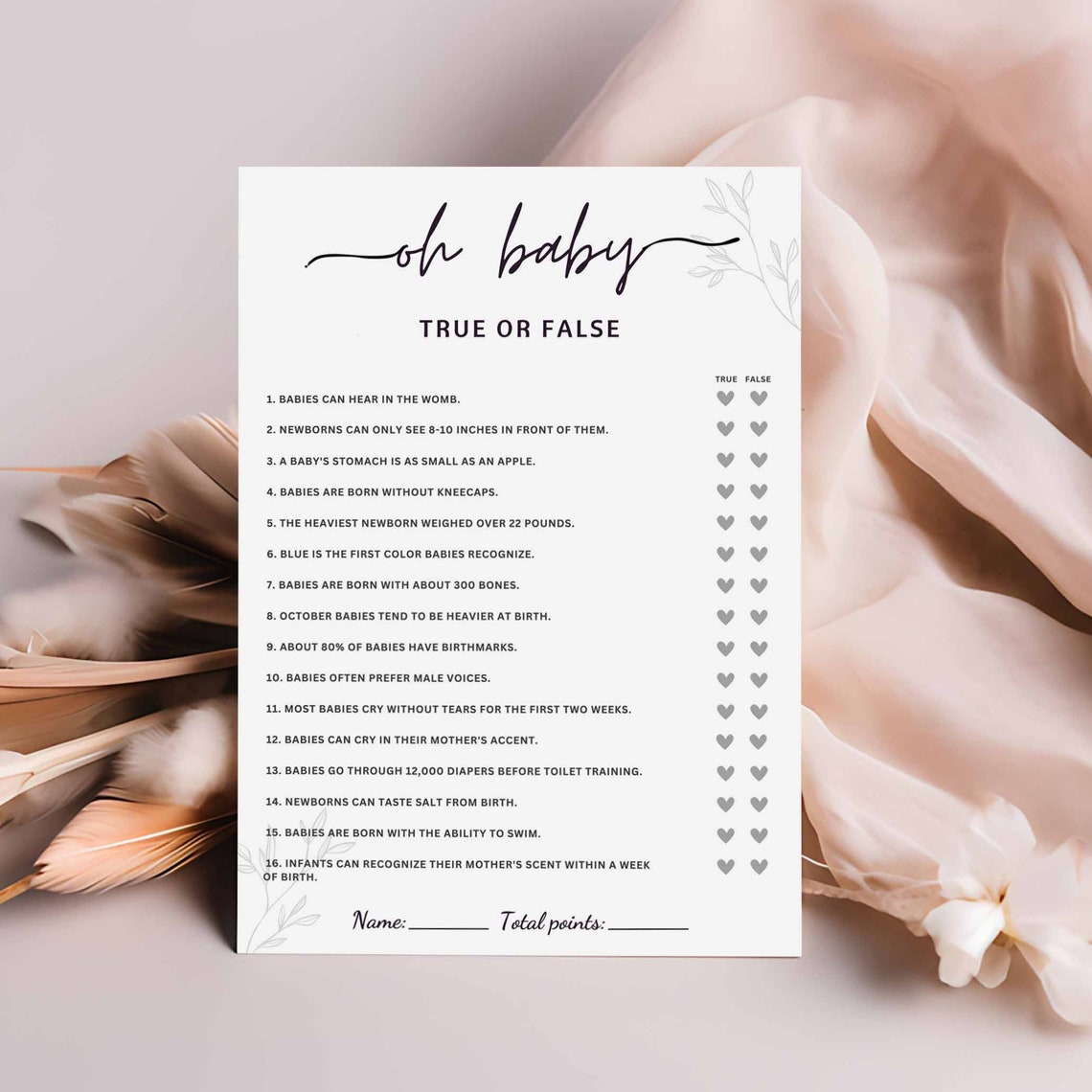 Baby Shower Game True or False | Baby Shower Games Printable | Oh Baby ...