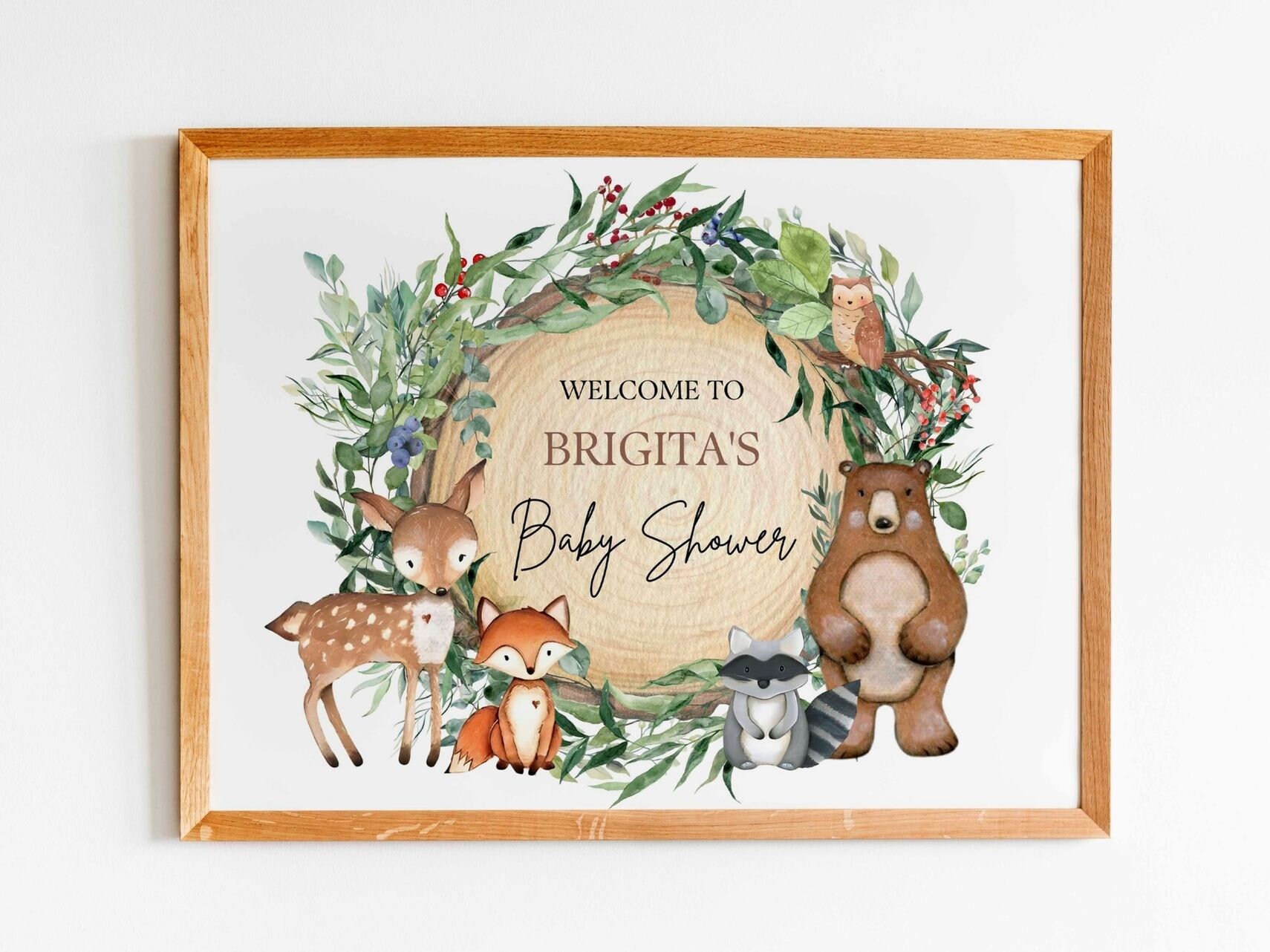 EDITABLE Greenery Woodland Baby Shower Welcome Sign. Rustic Forest ...