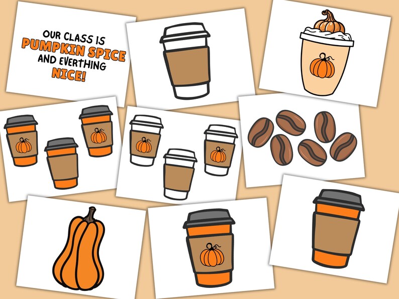 Pumpkin Spice Bulletin Board, Fall Bulletin Board Kit, Pumpkin Latte ...