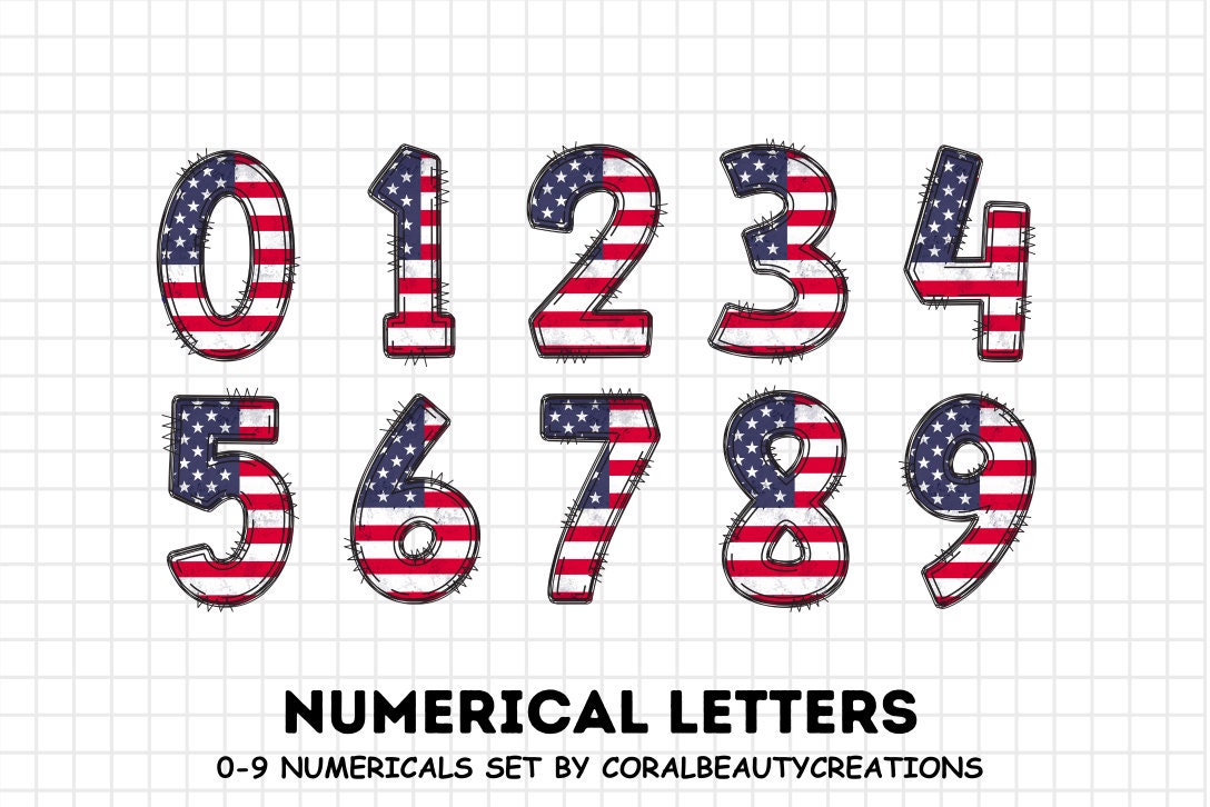 USA Alphabet Letters PNG Bundle, Patriotic American Flag Doodle Letters ...