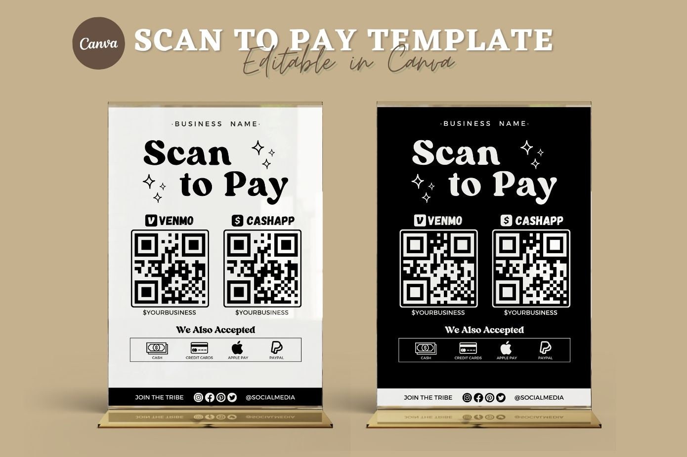 Editable Scan to Pay Sign QR Code Sign Template Canva, Printable ...