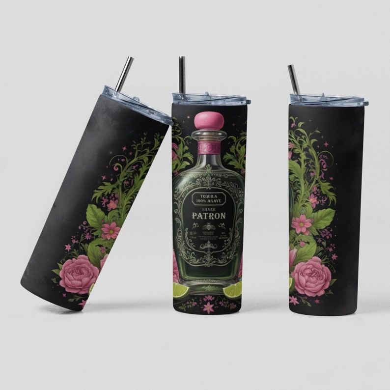 Tequila Patron Tumbler Wrap, Liquor Tumbler Wrap, Girly Patron Tumbler ...