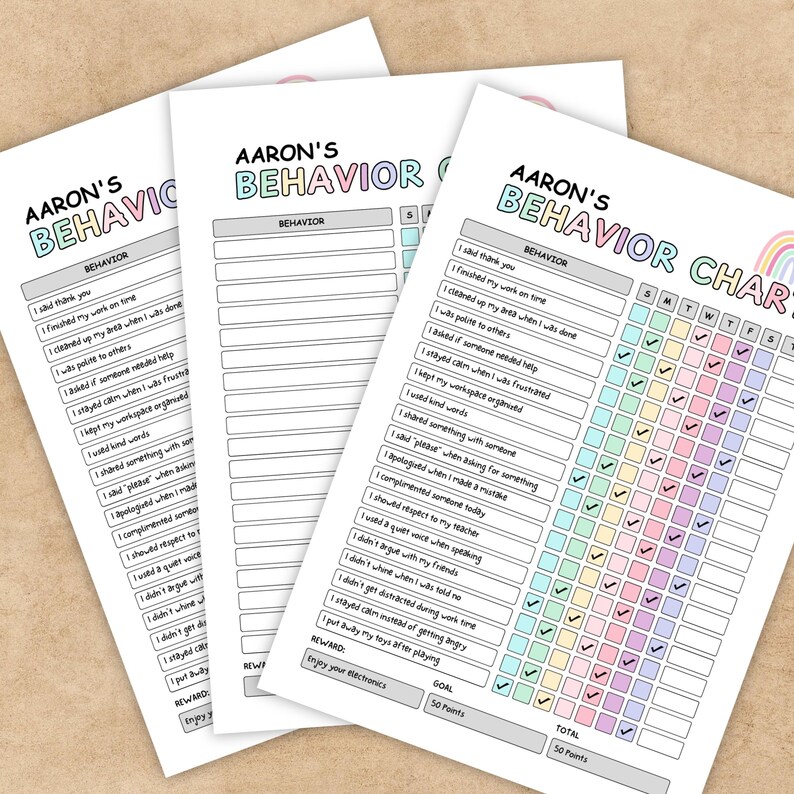 Behavior Reward Chart for Kids, Good Behavior Tracking, Children ...