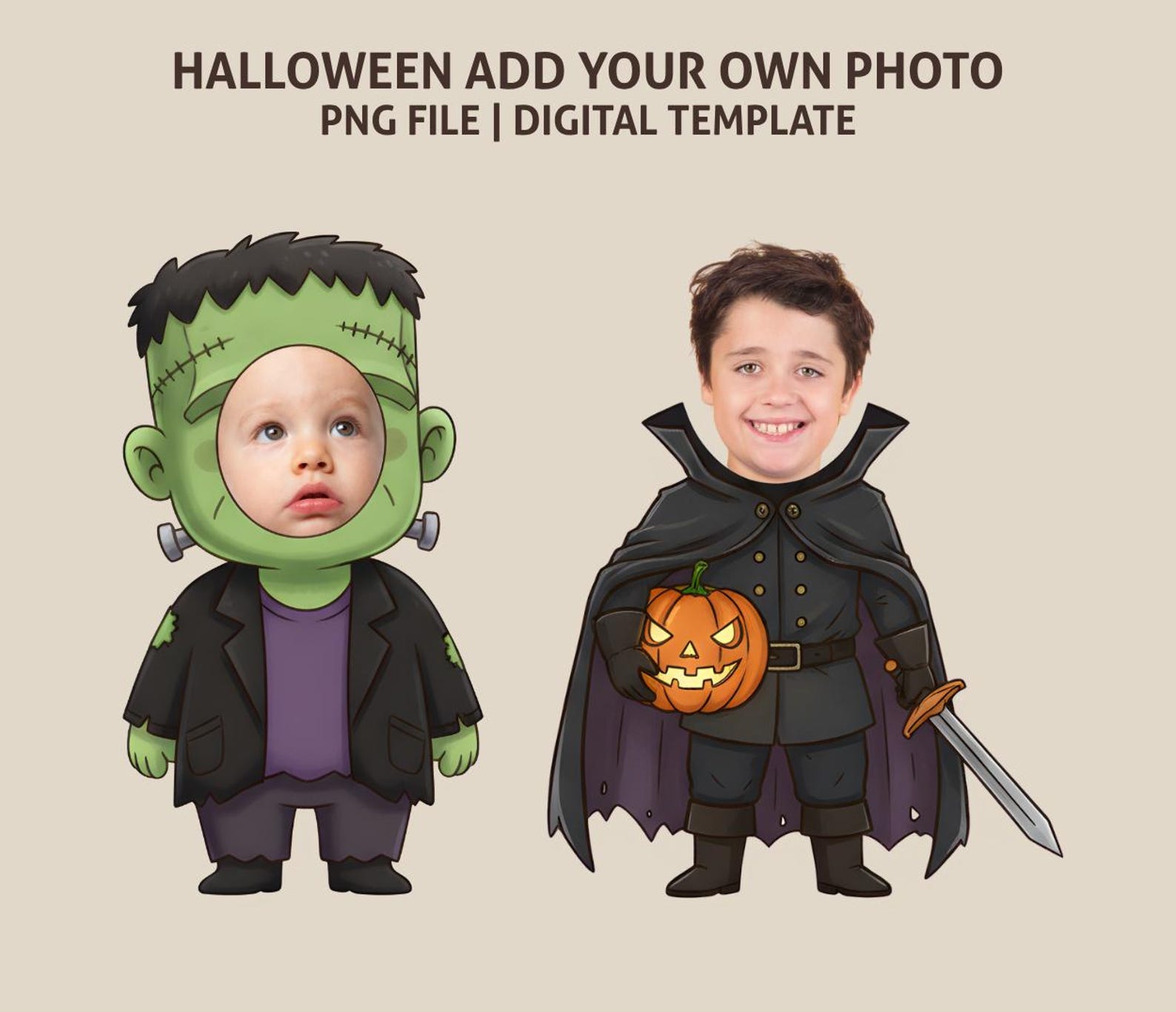 Halloween Add Your Own Photo Picture Bundle, Custom Photo PNG ...