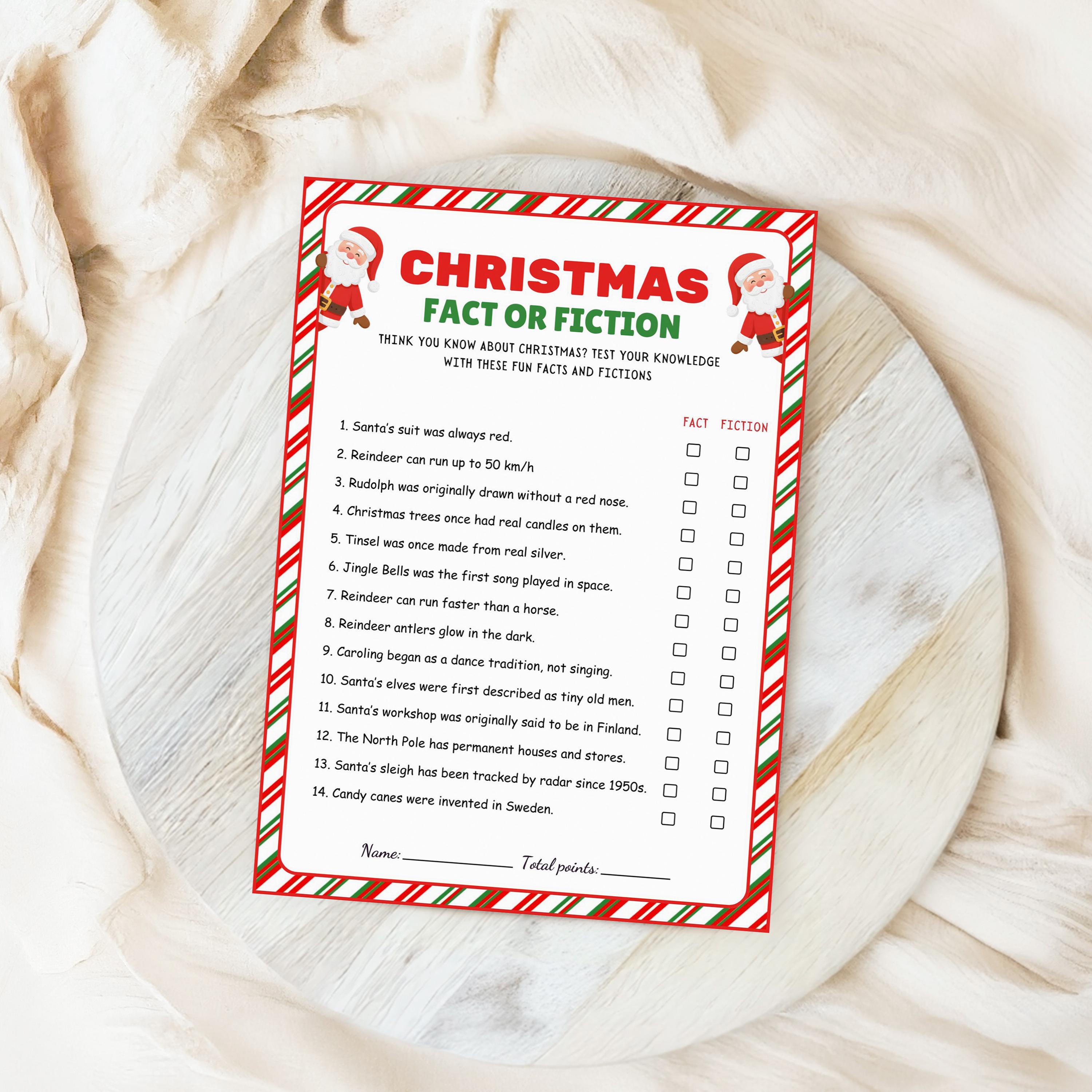 Christmas Fact or Fiction Game, Holiday Party Game, Christmas Gathering ...