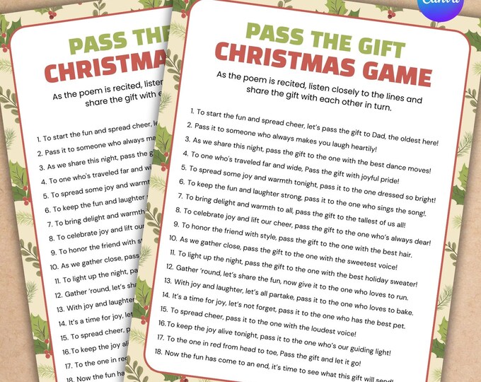Christmas Pass the Gift Game Printable, Office Christmas Party Games ...