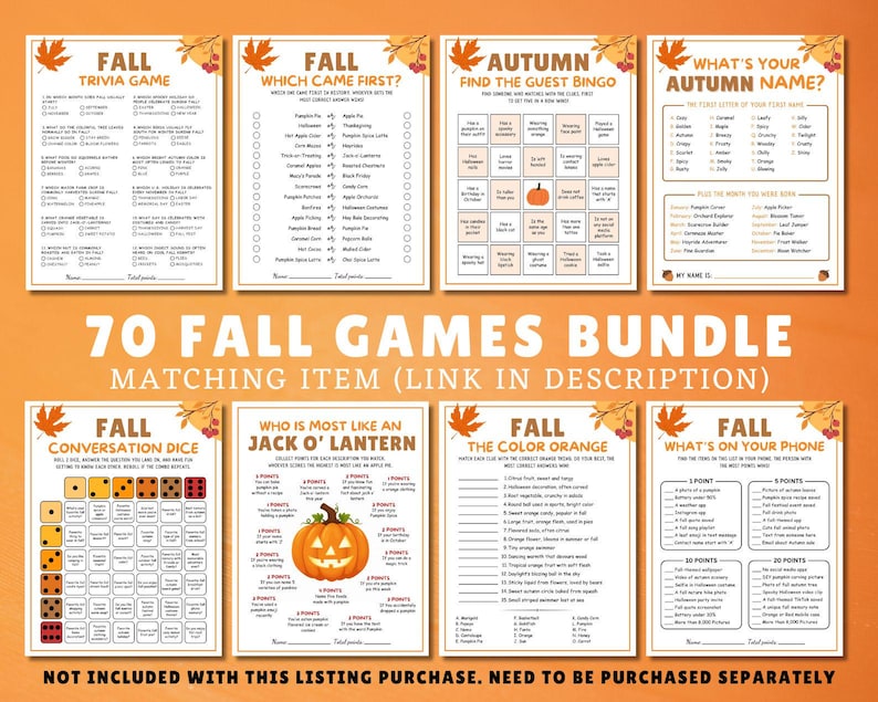 Fall Think Fast Game, Autumn Party Game, Autumn Game for Adults & Kids ...
