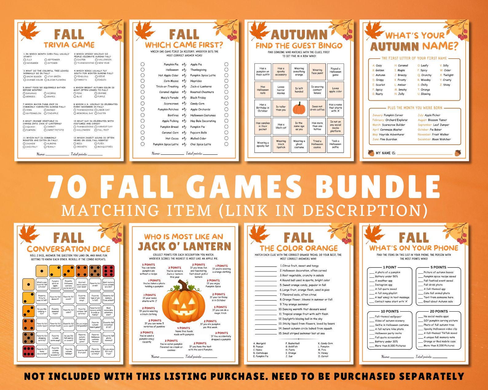Fall Think Fast Game, Autumn Party Game, Autumn Game for Adults & Kids ...