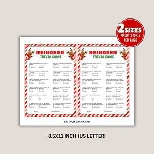 Reindeer Trivia Game, Printable Reindeer Quiz, Holiday Party Game ...