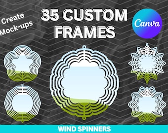 Wind Spinner Canva Frame, Bundle, Set of 8 Different Wind Spinner ...