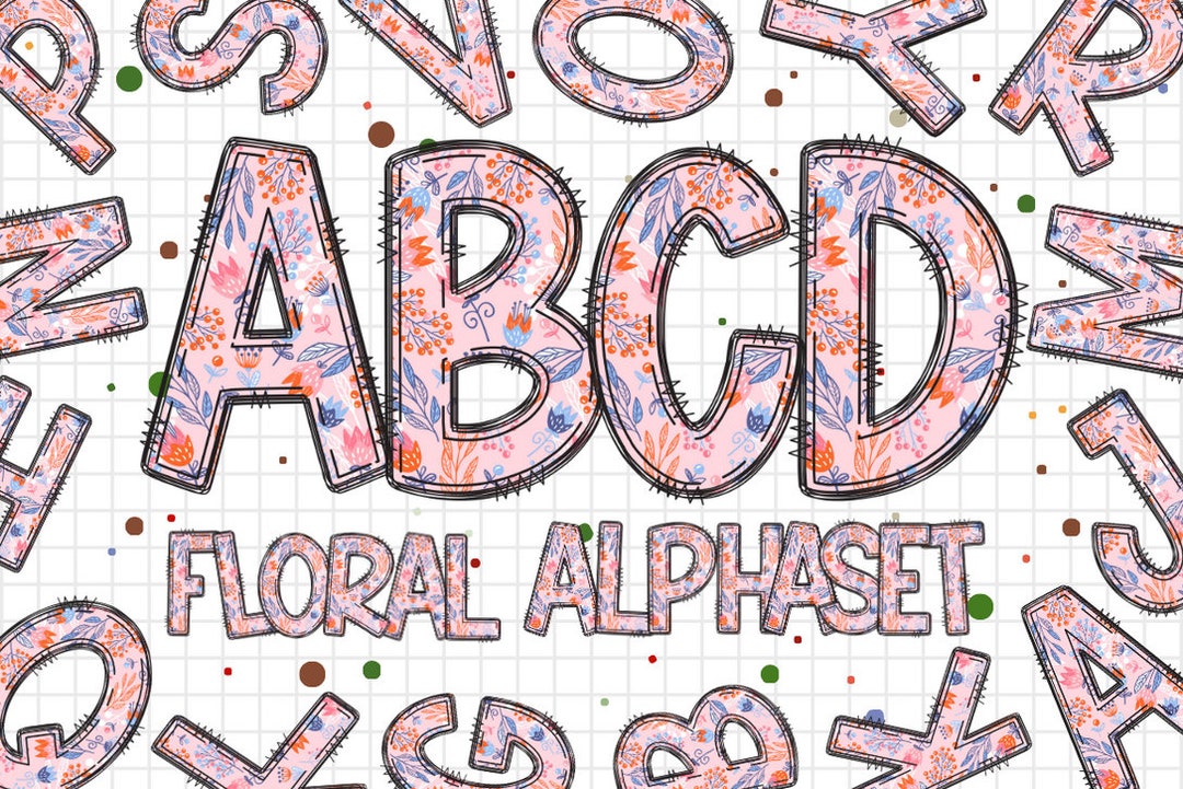 Pink Floral Alphabet Letters PNG, Summer Mother's Day Flower Watercolor ...
