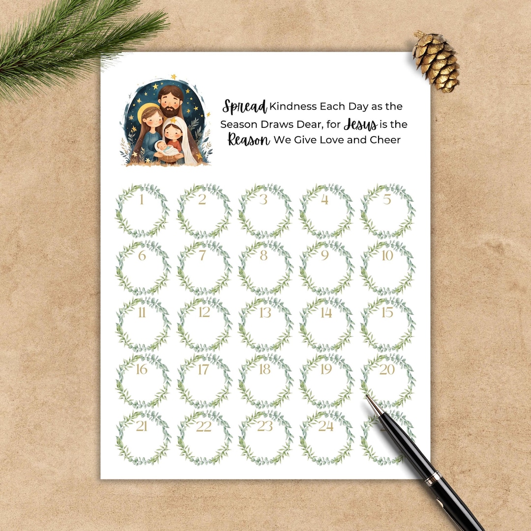 Advent Calendar for Kids, Christian Christmas Countdown, Advent Cards ...