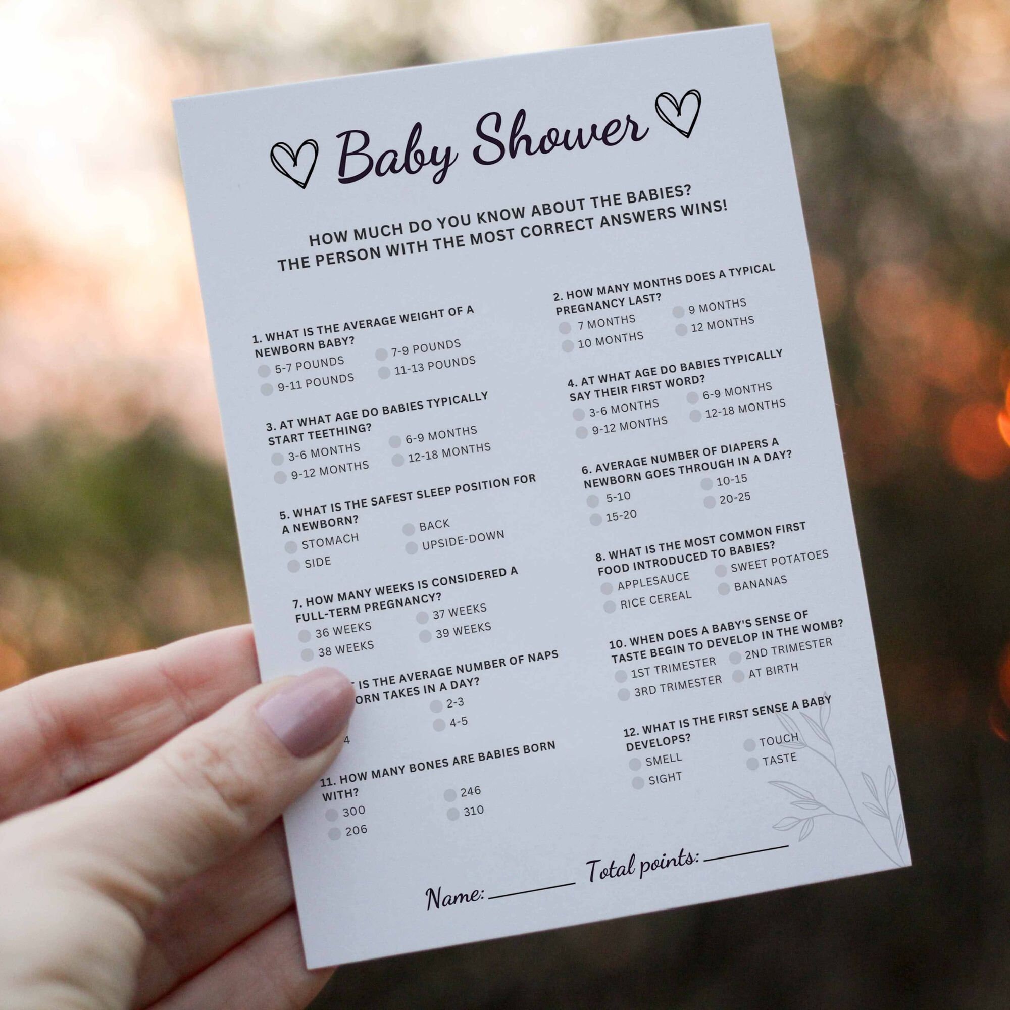 Baby Shower Trivia Game Baby Shower Games Baby Shower Trivia Template ...