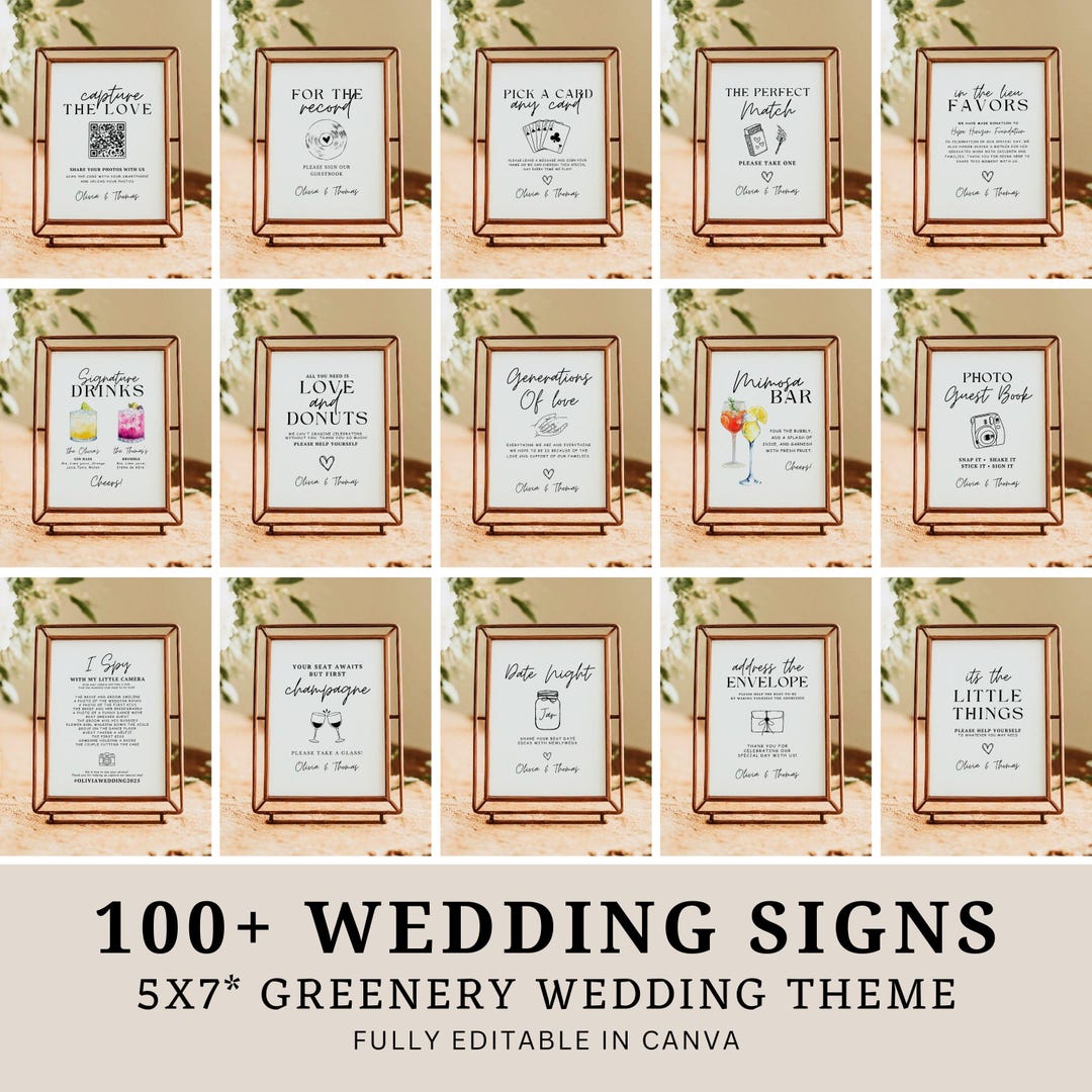 Wedding Sign Bundle, Modern Minimalist Reception Table Signs, Bridal ...