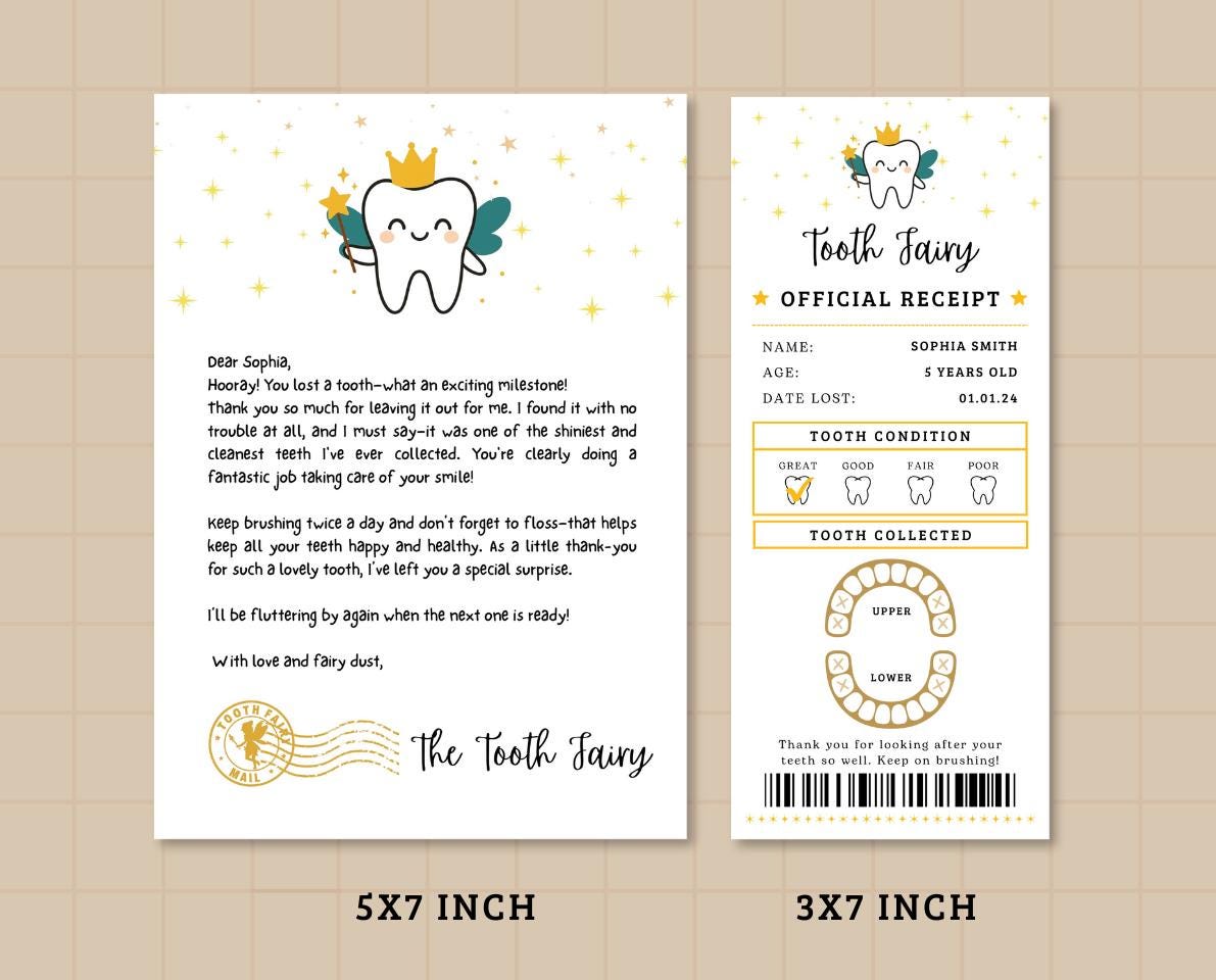 Editable Tooth Fairy Receipt Printable Certificate, Tooth Fairy ...