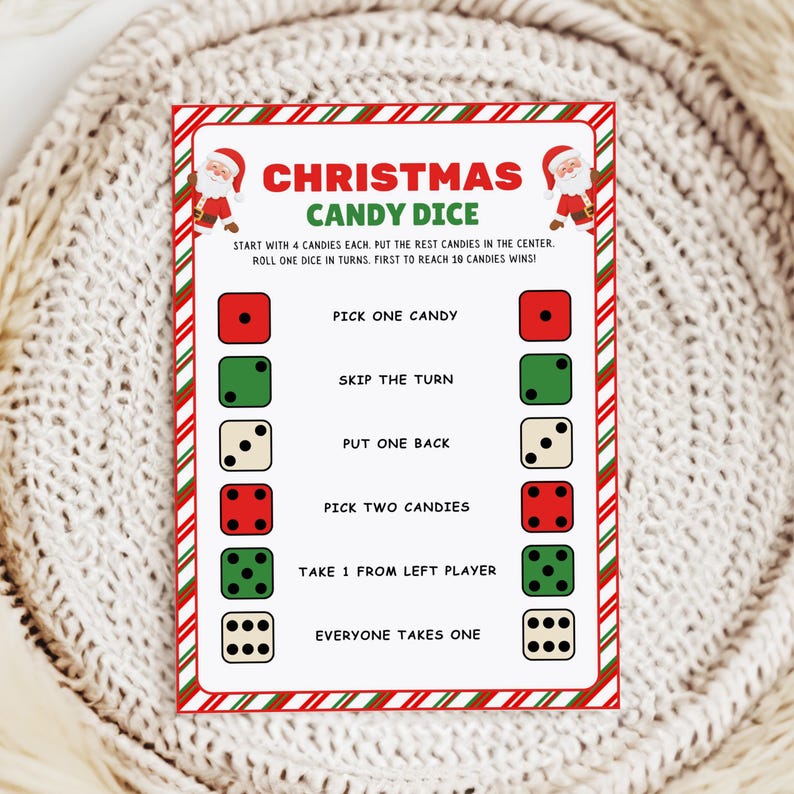 Christmas Candy Dice Game, Christmas Party Games Kids, Fun Christmas ...