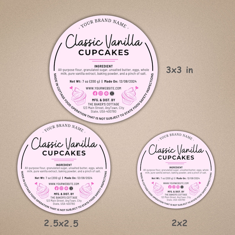 Cottage Food Label | Cottage Baking Label | Printable Food Label | Home ...