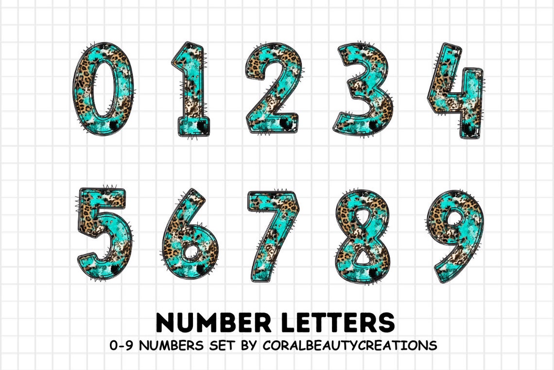 Turquoise Print Alphabet Letters Bundle, Leopard Print, Bleach Western ...
