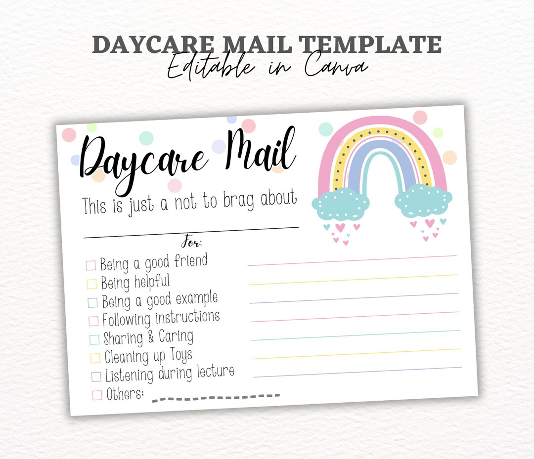 Boho Rainbow Daycare Mail - Day-care - Note From Daycare Teacher ...