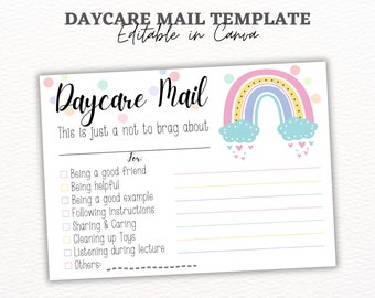 Cute Boho Rainbow Note From Daycare Teacher Homeschool Preschool ...