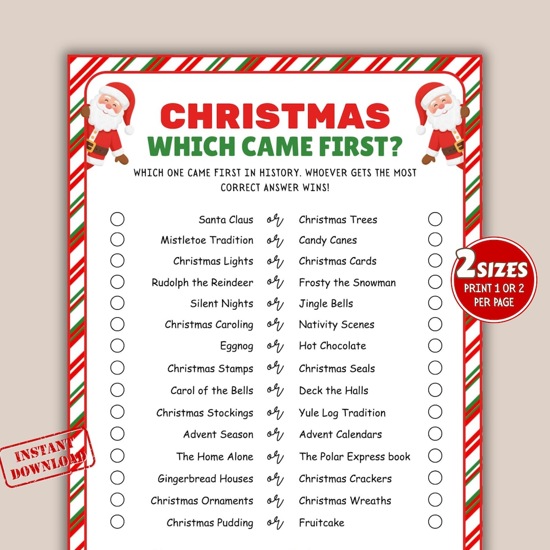Christmas Which Came First Game, Family Activity, December Birthday ...